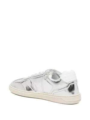 Versace Greca Court Metallic Leather & Suede Trainers