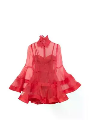 Zimmermann Rebellion Lantern Mini Dress With Lace Collar
