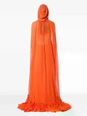 Blumarine Hooded Cape With Ruffle Detail