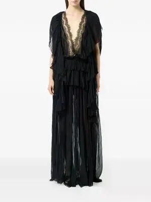 Blumarine Ruffled Lace Dress - Black
