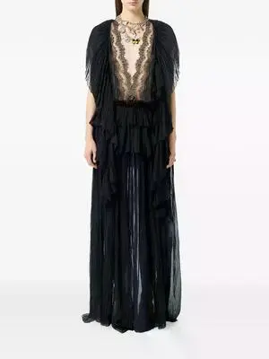 Blumarine Ruffled Lace Dress - Black