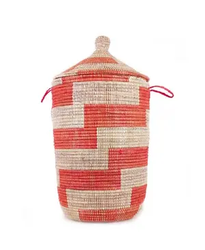 MBARE Dou Lid Storage Basket - Red Stripe