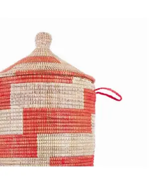 MBARE Dou Lid Storage Basket - Red Stripe