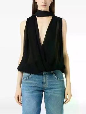 Blumarine Georgette Sash Top - Black