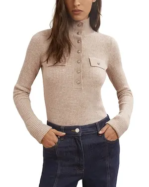 REISS Elly Rib Knit Wool Sweater - Neutral