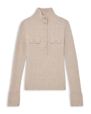 REISS Elly Rib Knit Wool Sweater - Neutral