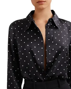 REISS Polka Dot Silk Shirt