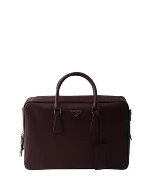 Prada Saffiano Leather Briefcase - Burgundy