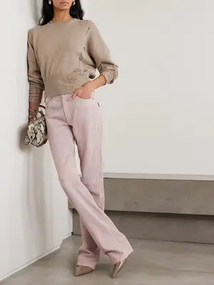 HAIKURE Star-paneled Suede Straight-leg Pants