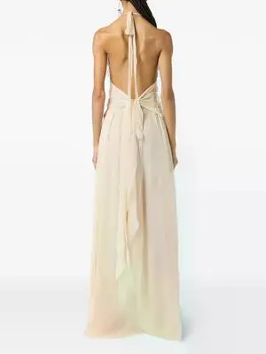 Blumarine Ruffled Flower Long Dress - Neutrals