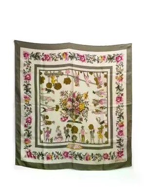 Hermès 1967 Les Jardiniers Du Roy Floral-print Silk Scarf - Neutrals