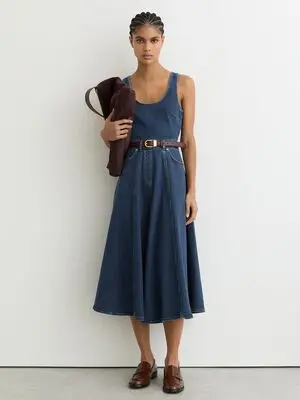 REISS Rosie Denim Sleeveless Midi Dress
