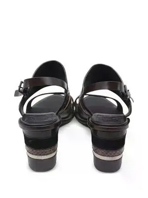 Tory Burch Paneled Suede Block Heel Sandals
