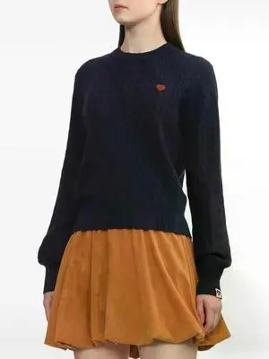 A BATHING APE Cable Knit Patch Sweater - Blue