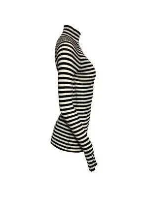 Khaite Striped Ribbed Turtleneck Sweater