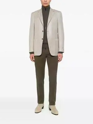 Canali Button Herringbone Blazer - Neutrals