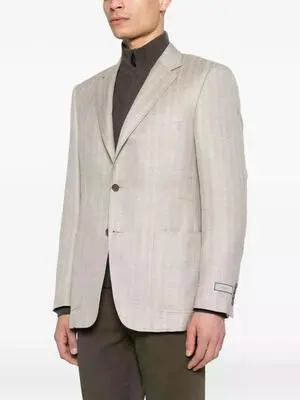 Canali Button Herringbone Blazer - Neutrals