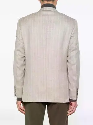 Canali Button Herringbone Blazer - Neutrals