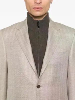 Canali Button Herringbone Blazer - Neutrals