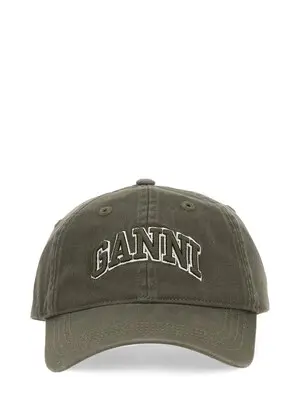 GANNI Baseball Cap With Logo - Charcoal