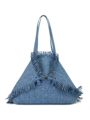 Akris Medium Fringed-edges Woven Tote Bag