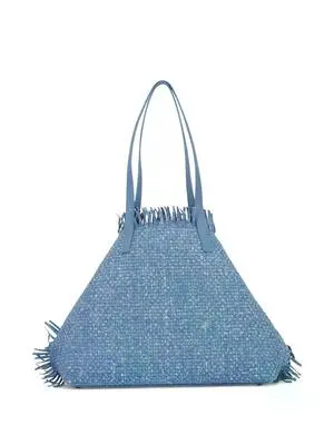 Akris Medium Fringed-edges Woven Tote Bag