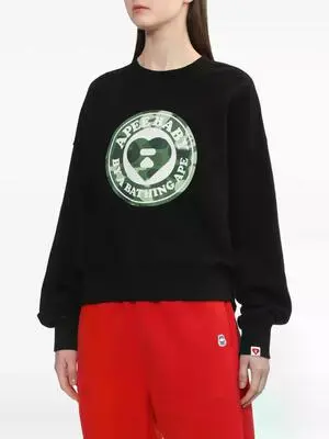 A BATHING APE Round Camo Heart-print Sweatshirt