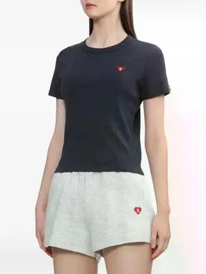 A BATHING APE Ribbed Heart Appliqué T-shirt - Blue