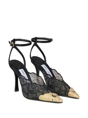 JIMMY CHOO Faiz Lace Metal-toe Pumps