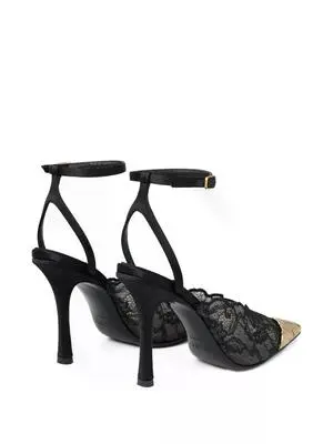 JIMMY CHOO Faiz 100 Lace Metal-toe Pumps - Black