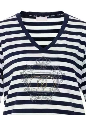 Liu Jo Striped V-neck T-shirt - Blue