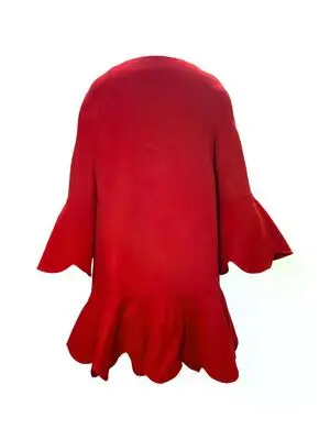 Valentino Garavani Ruffled Hem Bell Sleeve Coat - Red