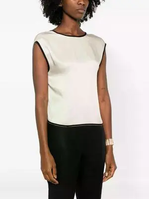FORTE_FORTE Contrast-trim Sleeveless Blouse - Neutrals