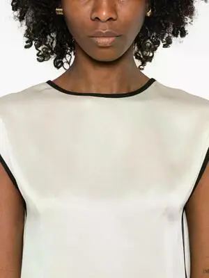 FORTE_FORTE Contrast-trim Sleeveless Blouse - Neutrals