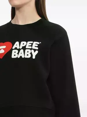 A BATHING APE Cropped Logo Sweatshirt - Black