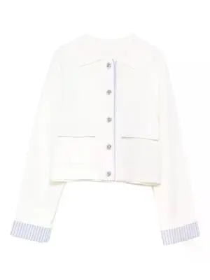 Sandro Polo-collar Cardigan With Striped Cuffs - Neutrals