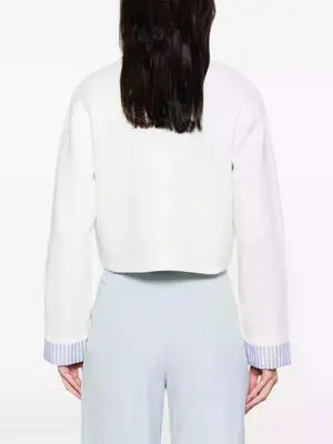 Sandro Polo-collar Cardigan With Striped Cuffs - Neutrals