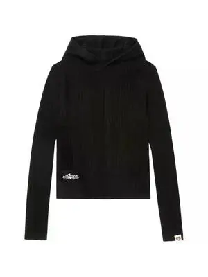 A BATHING APE Ribbed Hooded Knitwear - Black