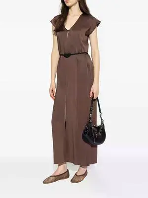 FORTE_FORTE Knot V-neck Maxi Dress - Brown