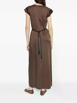 FORTE_FORTE Knot V-neck Maxi Dress - Brown