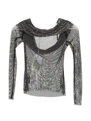 SELF-PORTRAIT Fishnet Off-shoulder Top