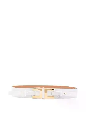 Elisabetta Franchi Logo Buckle Belt - White