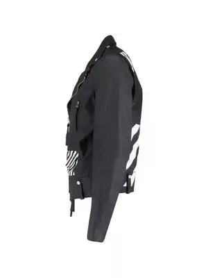 Off-White Diagonal Stripe Leather Biker Jacket