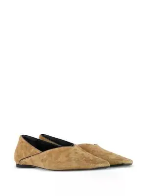 TOTEME Square Toe Suede Ballet Flats