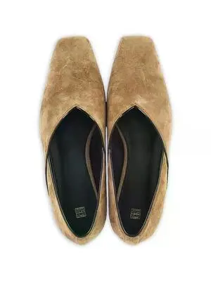 TOTEME Square Toe Suede Ballet Flats