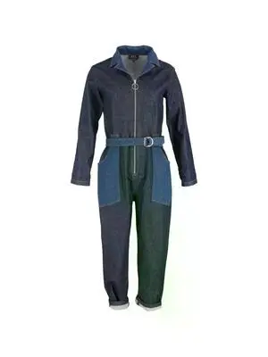 A.p.c. Rosie Belted Denim Jumpsuit - Blue