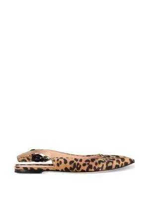 GIANVITO ROSSI Leopard Print Slingback Flat Pumps - Neutrals