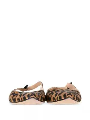 GIANVITO ROSSI Leopard Print Slingback Flat Pumps
