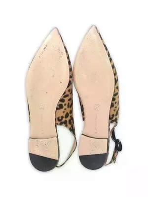 GIANVITO ROSSI Leopard Print Slingback Flat Pumps