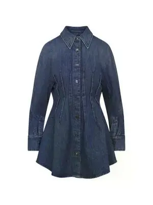 Givenchy Buttoned Denim Mini Dress - Blue